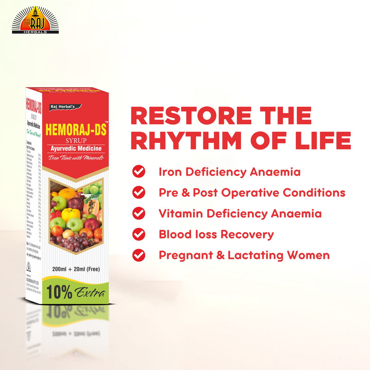 Hemoraj DS Syrup - Pack of 3 Bottles | Natural Iron & Hemoglobin Boost ...